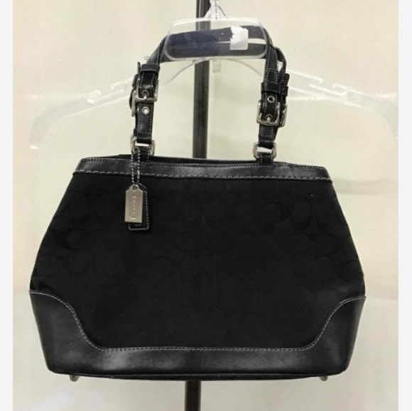 Coach | Bags | Coach Black Signature Canvasleather W Coa Satchel | Poshmark